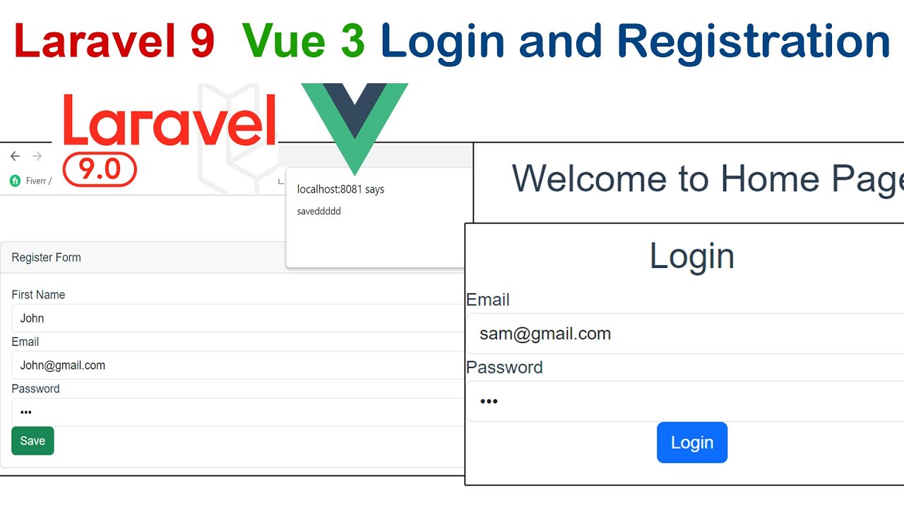 Login Registration Form Restful Api Using Laravel 9 and Vue 3