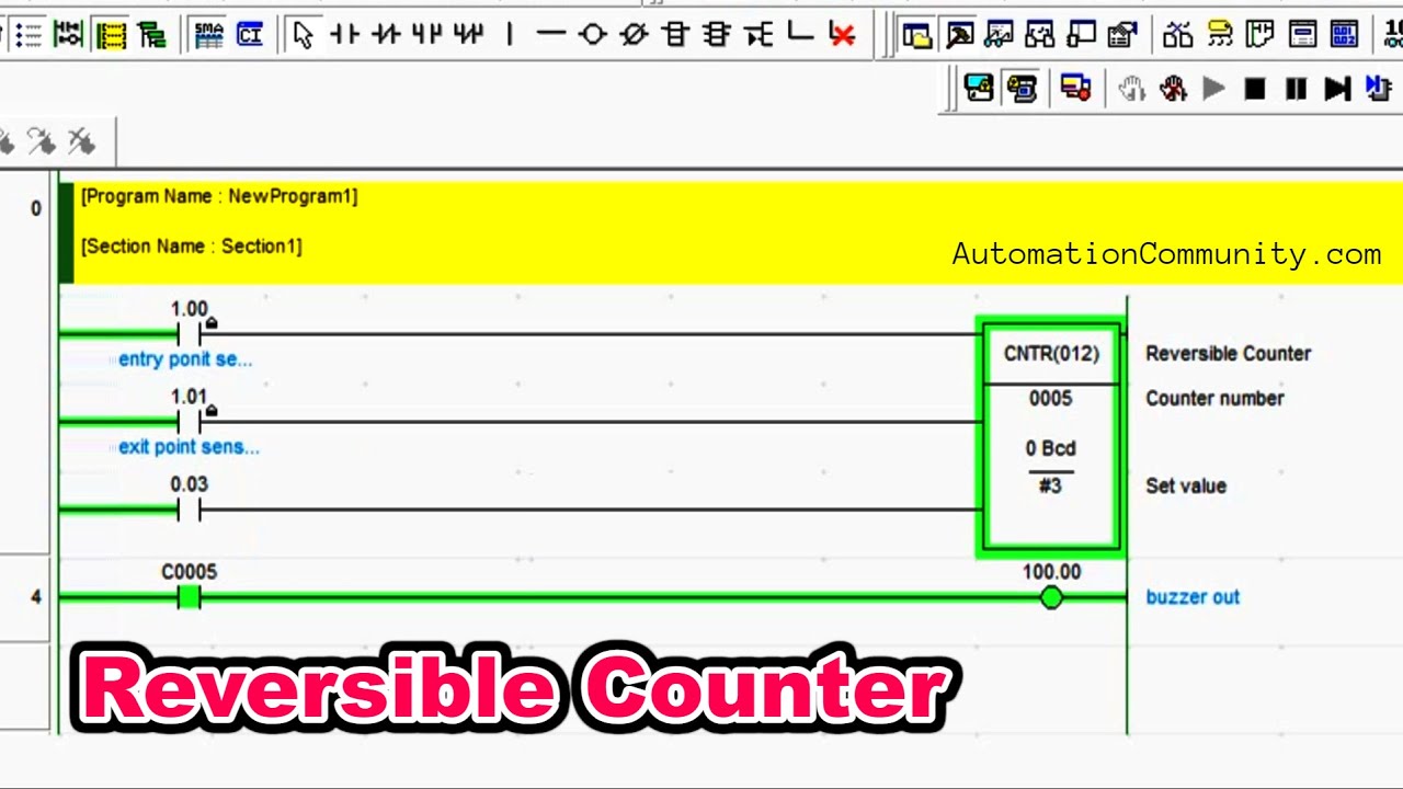 CX Programmer Reversible Counter - CX One Tutorial - CNTR | Open Video